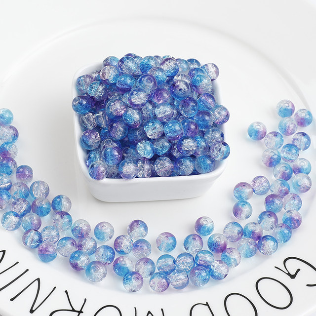 50 pieces of 8mm glass beads, colored glass broken flower beads ...