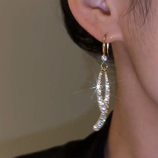 2024 new cross fishtail earrings niche design high-end Korean ...