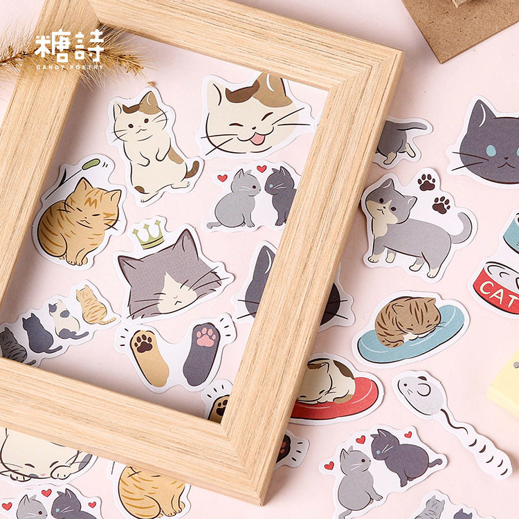 Cat Diary Sticker Set | Cartoon Cute Decoration | DIY Sealing Box Sticker