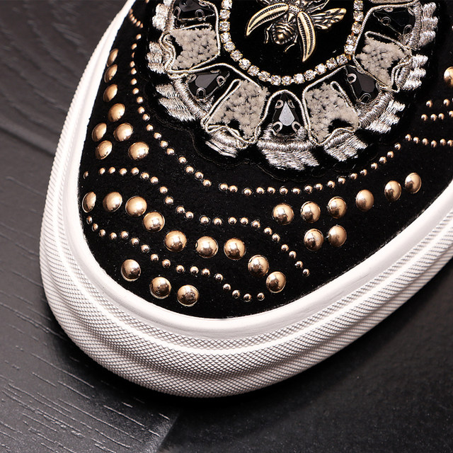 New men's casual rivet shoes, versatile one-legged rhinestone loafers ...