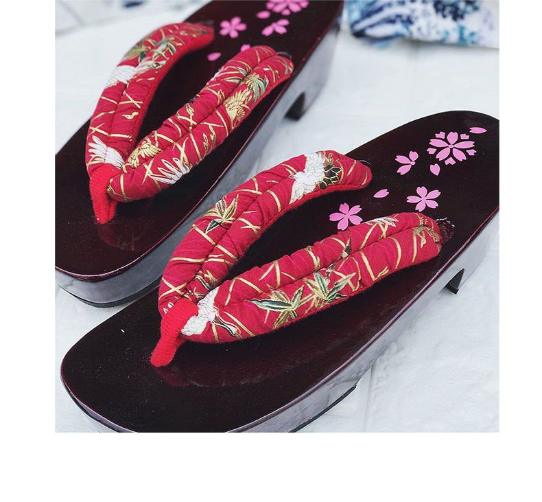 Jenny Women's Japanese Wooden Wedge Sandals - Floral Summer Slippers