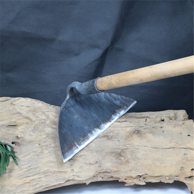 Blacksmith forged spring steel hoe outdoor long hoe digging bamboo ...