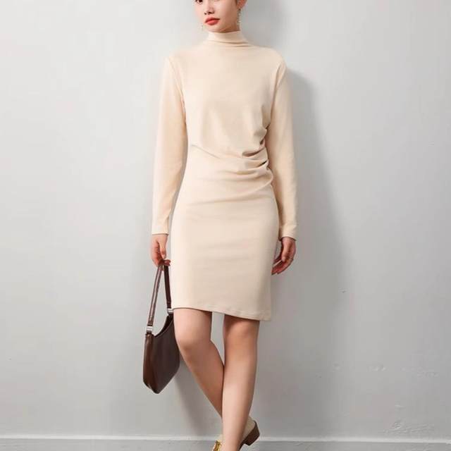 High-end German velvet temperament waisted mid-length dress for women ...