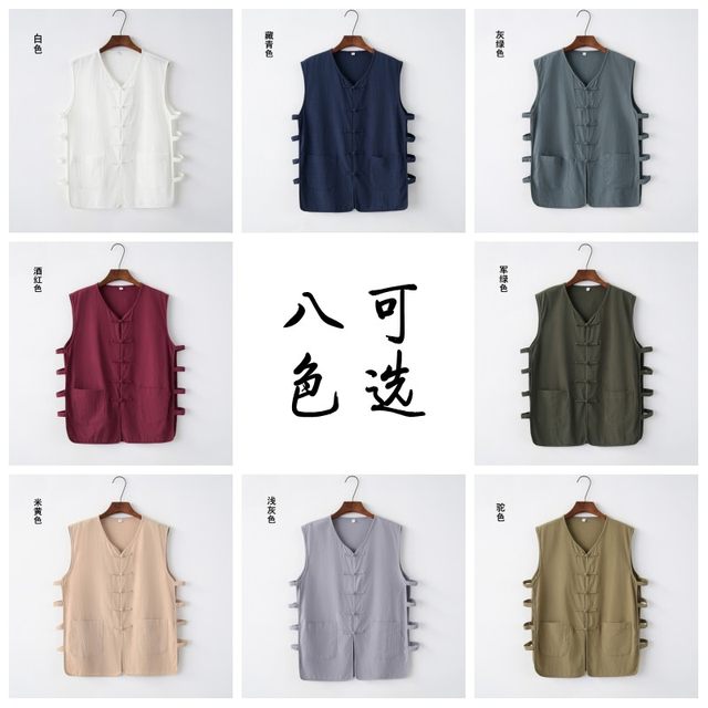 Chinese-style vest men's summer outerwear men's middle-aged and old ...