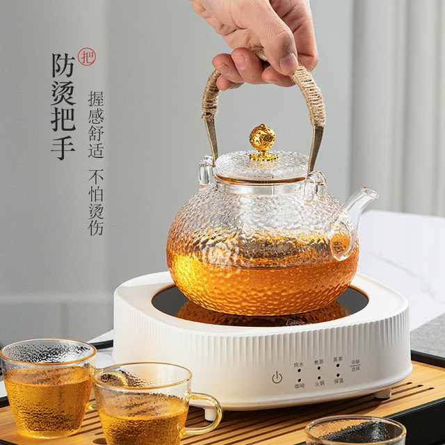 Glass teapot for making tea, household high-temperature resistant ...