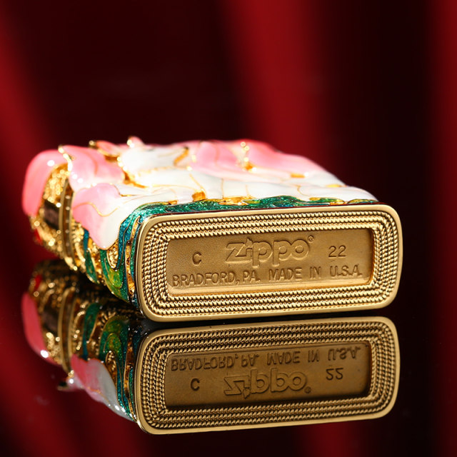 Genuine Zippo lighter Nine-tailed fox gold-plated filigree luminous ...