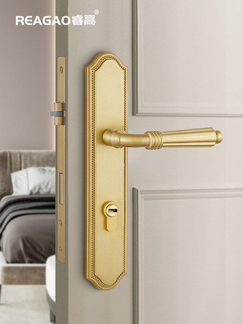 Ruigao pure copper door lock indoor French light luxury golden door ...