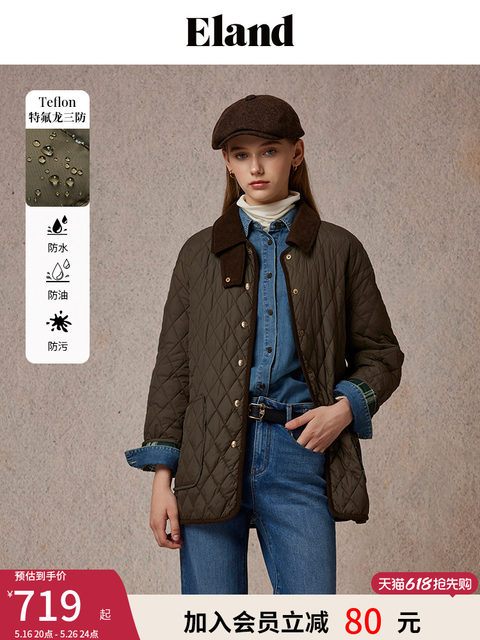 Eland clothes, love cotton jacket for women, spliced corduroy lapel ...