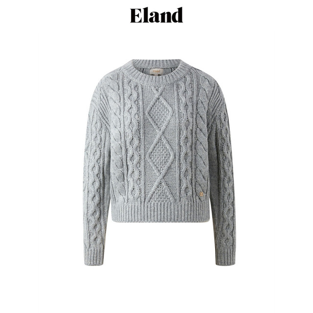 Eland Yilian Sweater Women's Round Neck Diamond Pattern Sheep Wool Warm ...