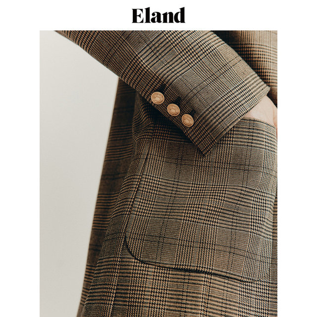 Eland blazer women's Maillard retro college style pattern high-end top ...