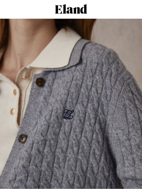 ELAND clothes woolen sweater women's lapel elastic cardigan 2024 winter ...