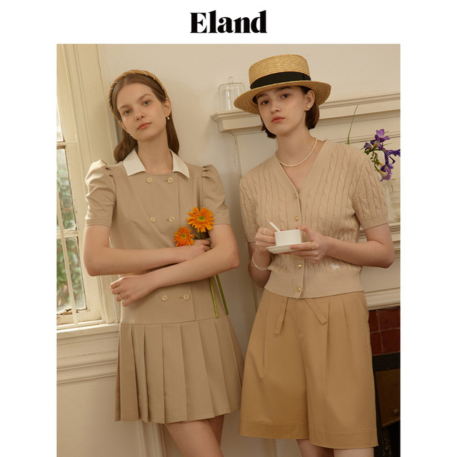 Eland Yilian Shorts Women's Maillard Denim Color Loose Draping Lace-up ...