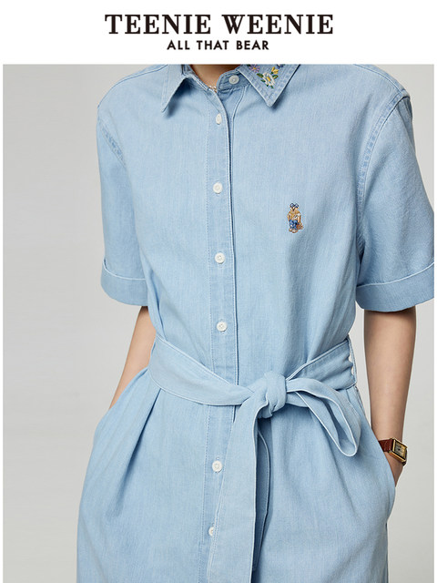 TeenieWeenie Bear Women's Denim Dress 2025 Summer New Simple Casual ...