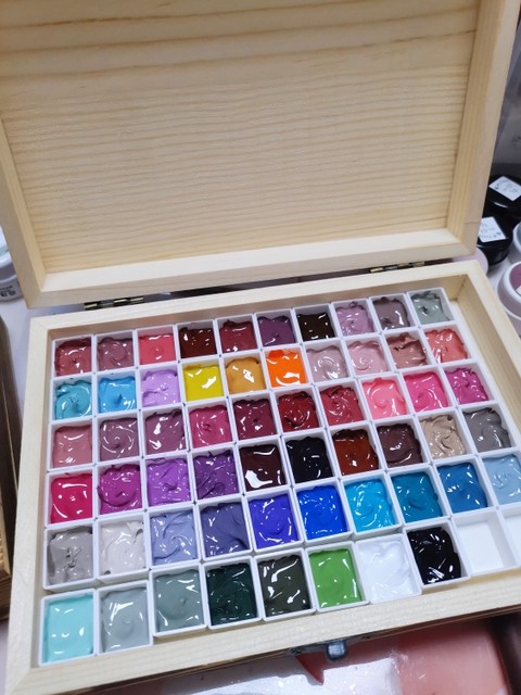 Yinghe Paipai glue color glue 9 grid 56 color wooden box ins glue 1g ...