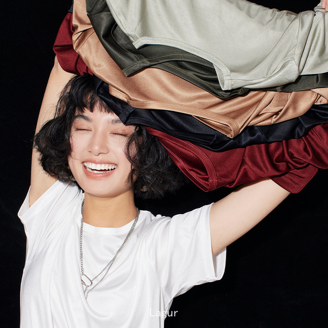 So comfortable! Japanese imported triacetate T-shirt white short-sleeved casual and versatile ...