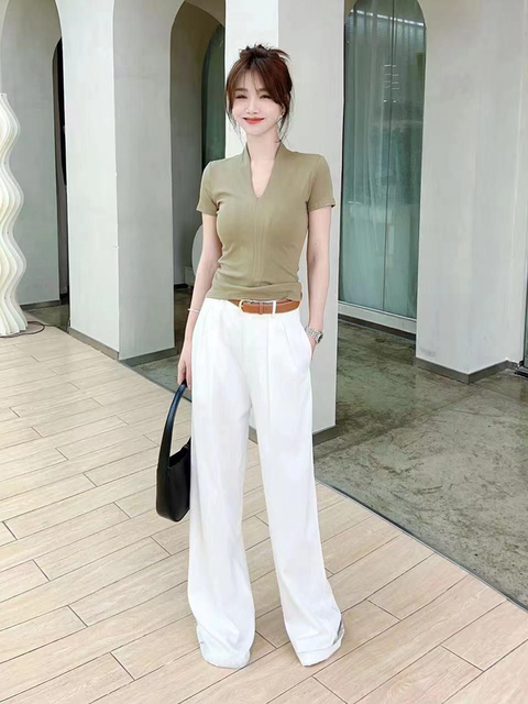 Kaka Women's Official Flagship Genuine Korean Pure Color Wild T -shirt ...