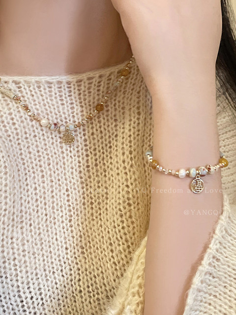 Ethnic style colorful beaded necklace clavicle chain women's new ...