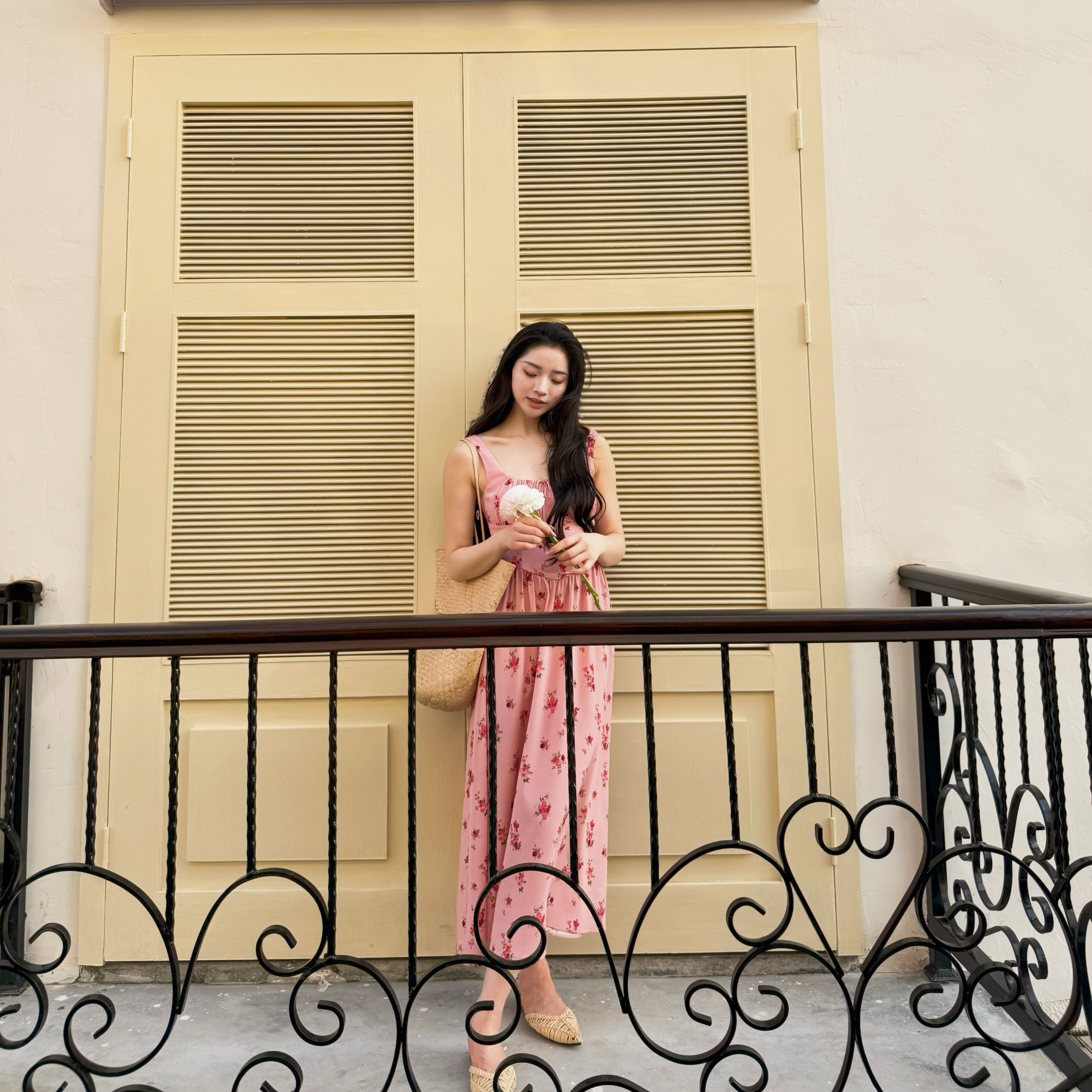 Flower Strings | Pink cherry rosy smoke | 100 mulberry silk 23 mum rice heavy crepe sweet style ...