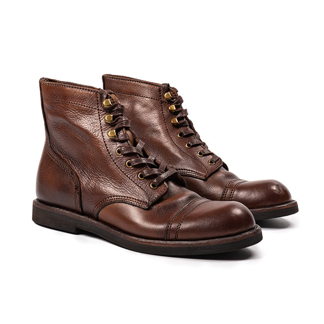 New style Martin boots men's British genuine leather mid-top men's ...