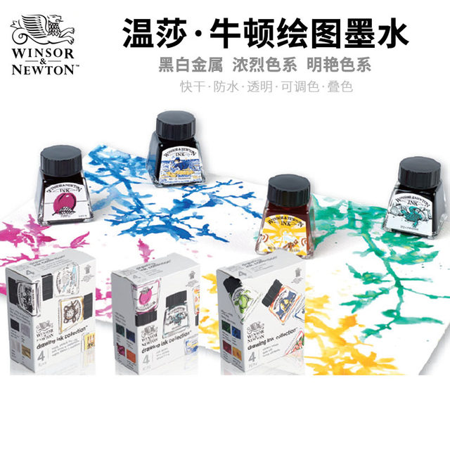 Windsor Newin Drawingink Waterproof Drawing Ink Set Ink Set Black and ...