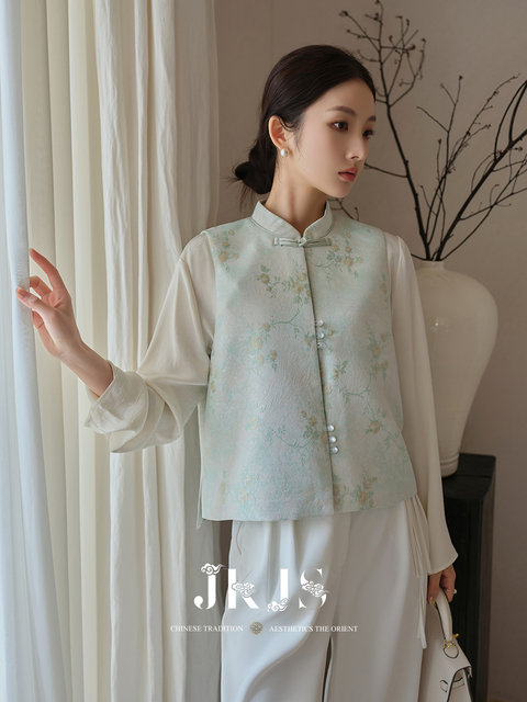 JKJS light Chinese style jacquard vest 2025 new sleeveless horse clip ...
