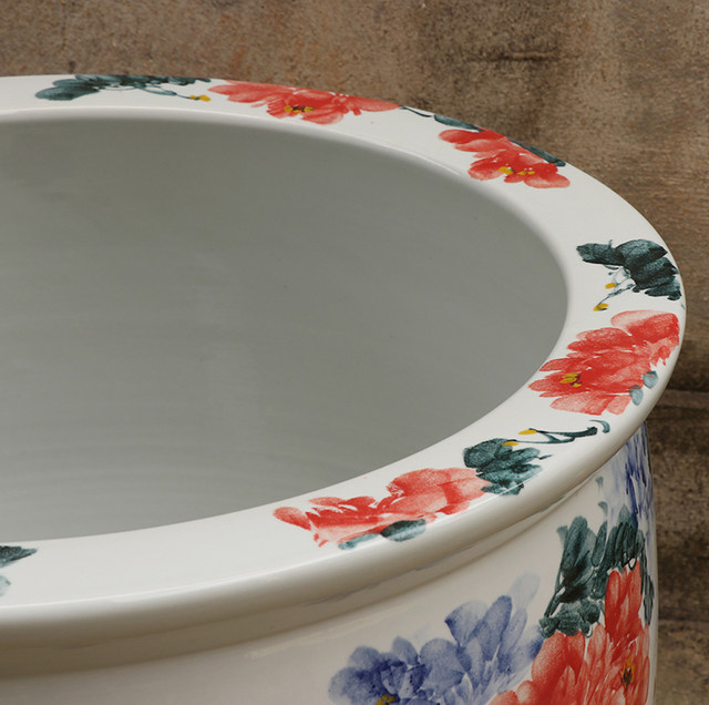 Jingdezhen old-fashioned ceramic fish tank koi tank large water tank ...