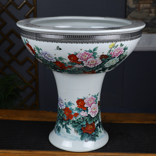 Ceramic Blue Basin Pillar Under -Pillar Fish Tank Extreme Golden Fish ...