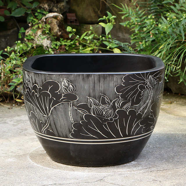 Antique fish tank large ceramic fish tank living room Langtu retro ...