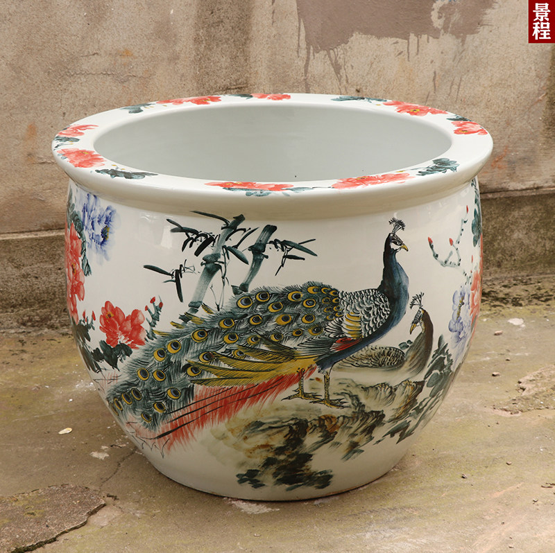 Jingdezhen old-fashioned ceramic fish tank koi tank large water tank ...
