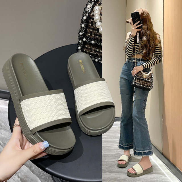 Slippers for women to wear in summer, high-end, thick-soled ...