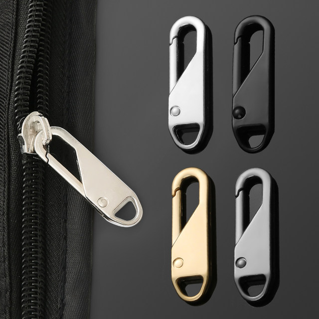 Removable spring bag zipper head clothing metal pull tab school bag bag ...