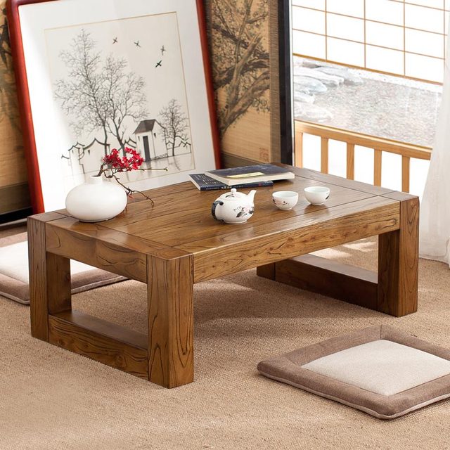 Old elm solid wood tatami small table Japanese style bay window small ...