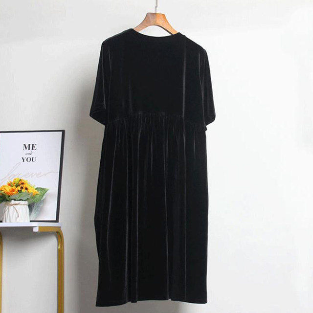 Autumn and winter new high-end gold velvet dress Korean style large ...