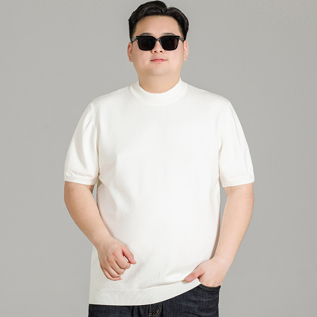 Plus size autumn and winter short-sleeved sweater for men plus size ...