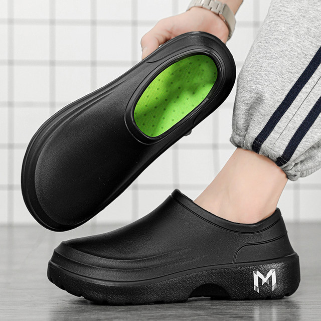 Chef Shoes Men's Summer Skid Slip Waterproof Kitchen Black Large Labor ...