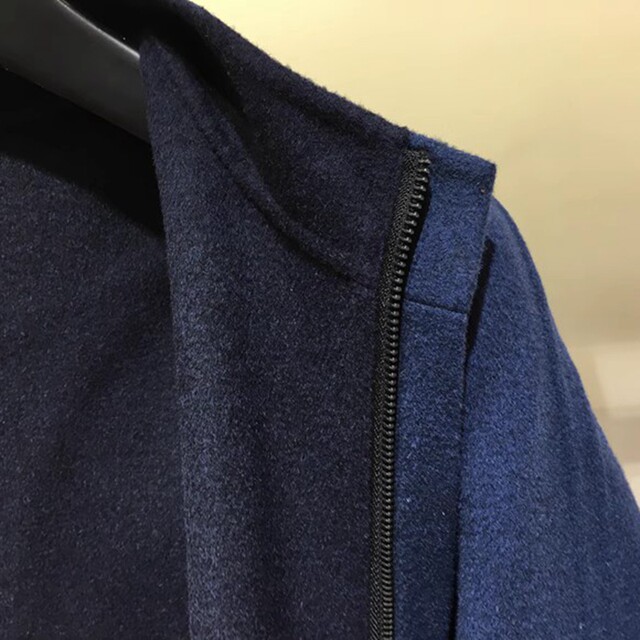 Autumn and winter blue stand collar wool double-sided nylon versatile ...