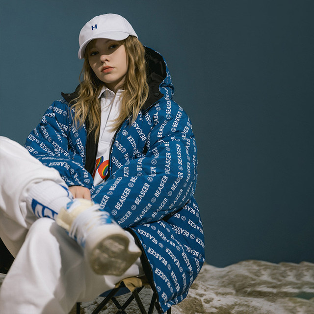 Beasters little devil face face winter coat full print logo hip -hop ...