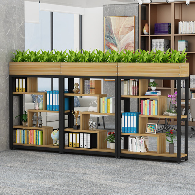 Office iron partition shelf screen simple floor-to-ceiling bookcase ...