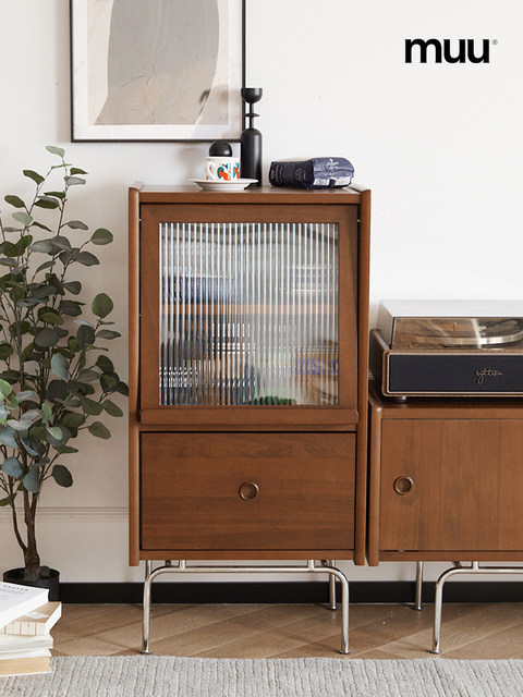 Muu Solid Wood Small Side Cabinet Nordic Retro Japanese Style Standing ...