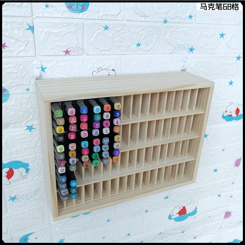 Wooden Marker Pen Storage Box - Pencil Holder Color Pencil Storage Rack ...