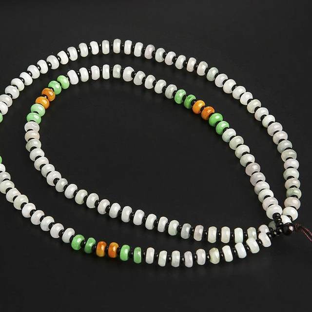 Pendant rope natural Burmese jade three-color abacus bead chain lanyard ...