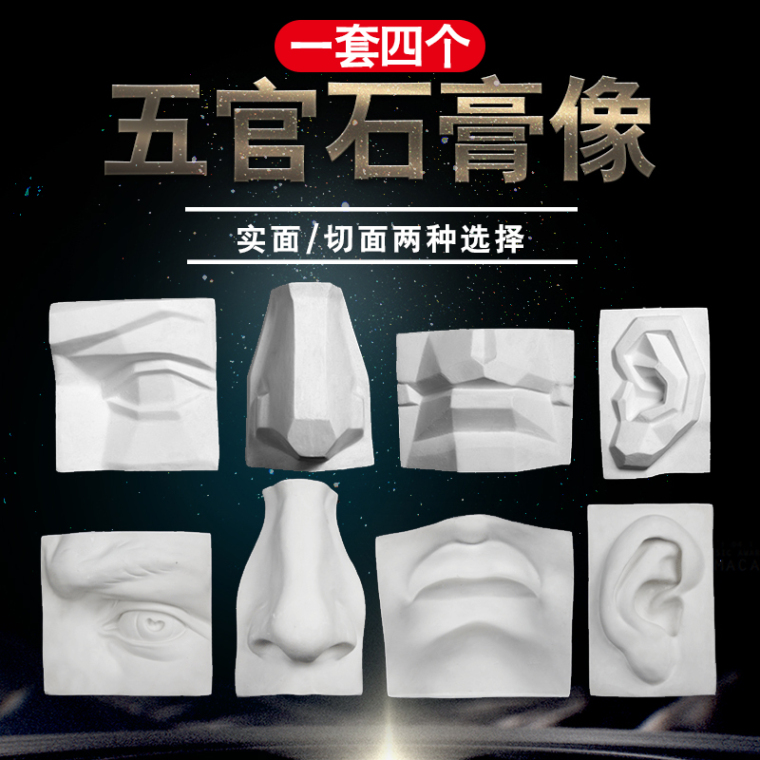 Facial features plaster like a set of four real face david five senses ...
