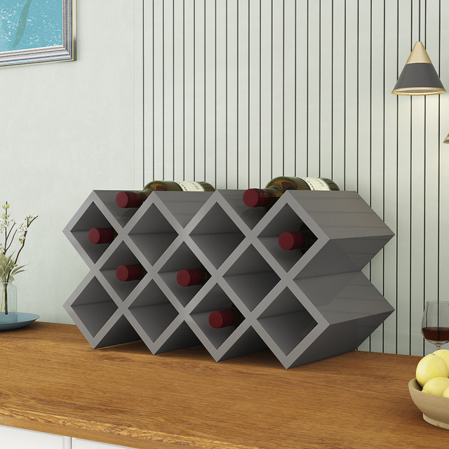 Red wine lattice rack diamond-shaped wine cabinet lattice wall-mounted ...