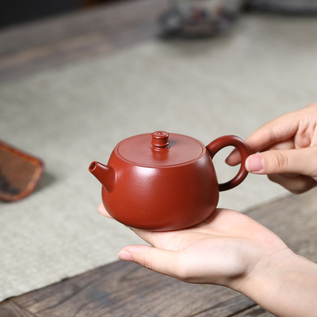 Yixing pure handmade purple sand pot Zhuni Dahongpao ball hole large ...
