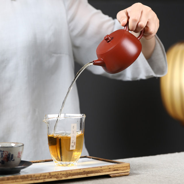Yixing pure handmade purple sand pot Zhuni Dahongpao ball hole large ...