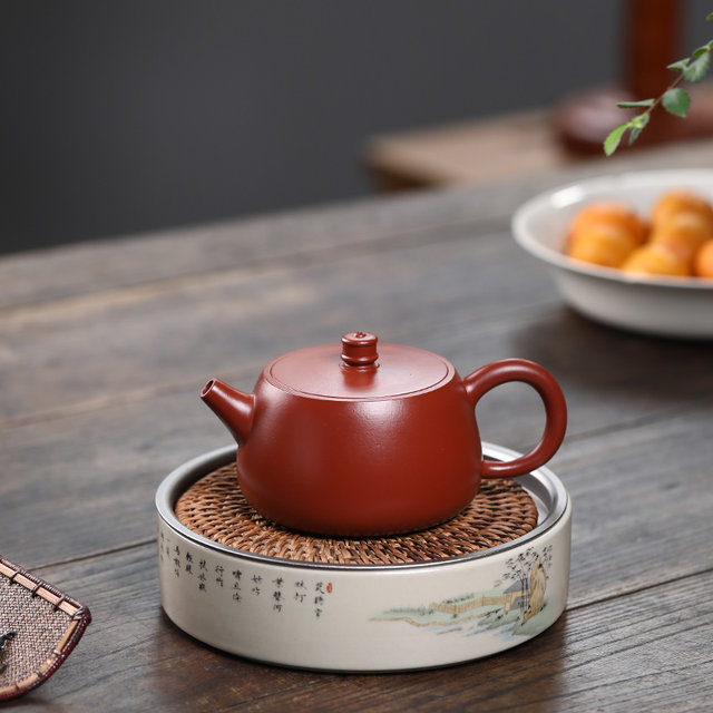 Yixing pure handmade purple sand pot Zhuni Dahongpao ball hole large ...