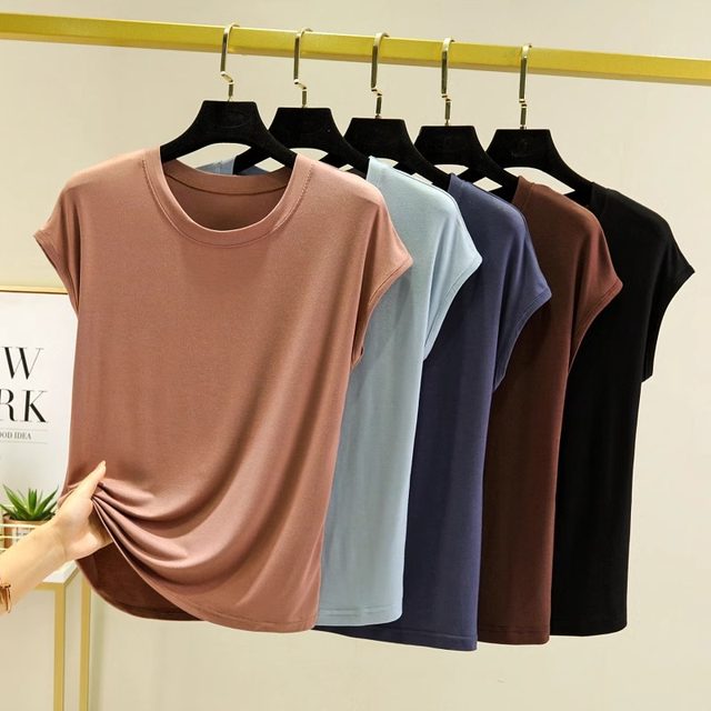 2024 New Summer Modal Sleeveless T-shirt Women's Slim Round Neck Inner ...
