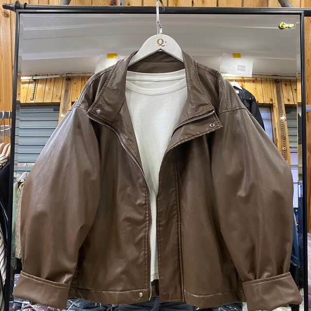 Pu leather jacket for women's spring new Korean style stand collar ...