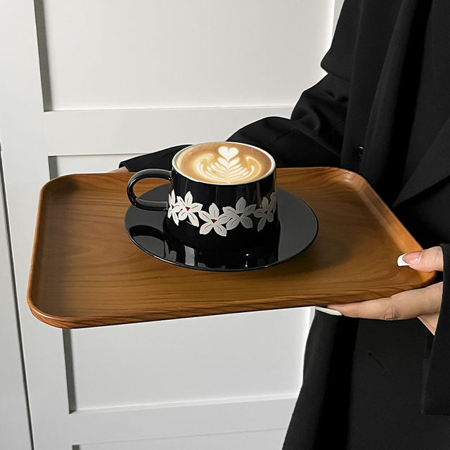 Rectangular imitation wood grain tray ins style dinner tray tea tray ...