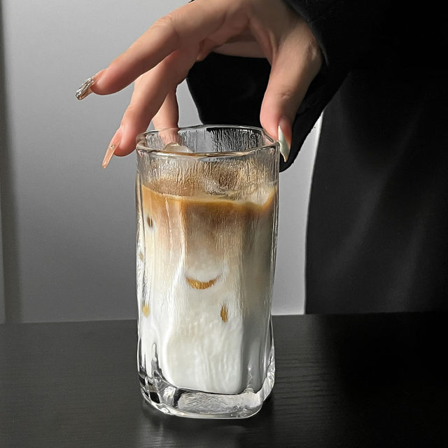 Niche design ins style irregular rain and fog glass cup ice American ...